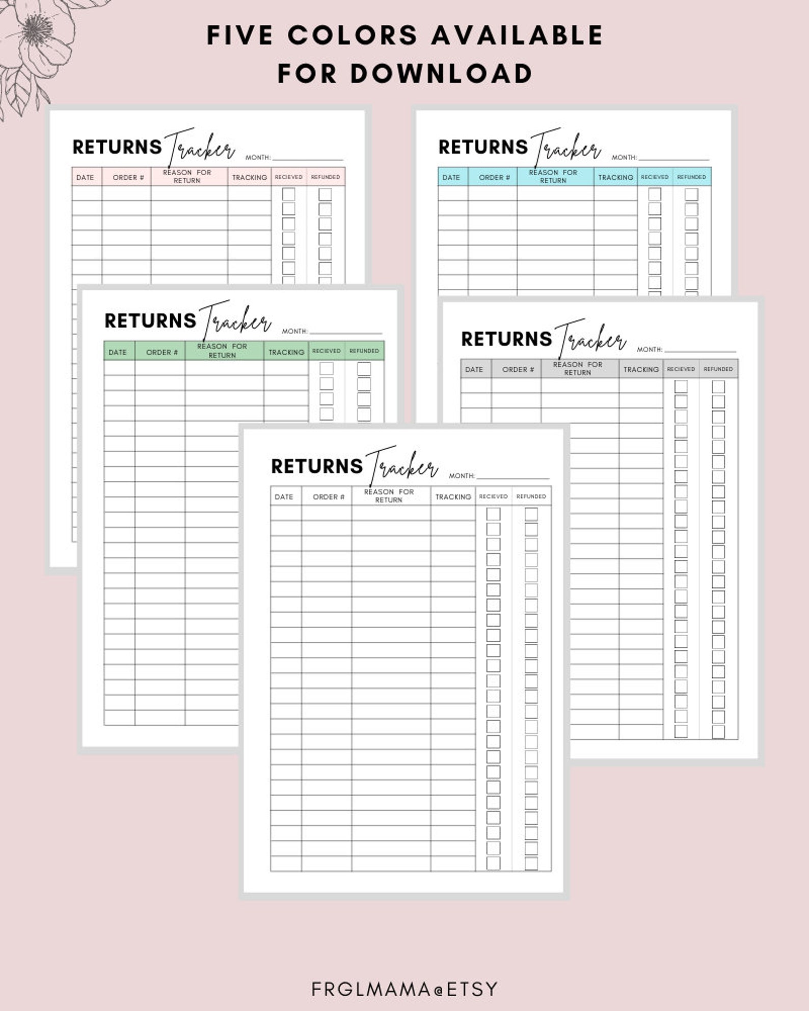 Printable Returns Tracker Online Business Return Sheet Sales - Etsy