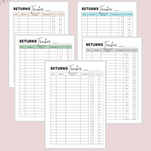 Printable Returns Tracker, Online Business Return Sheet, Sales Tracking ...