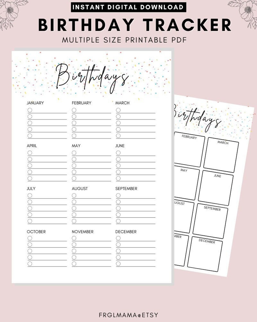 Important Dates Planner, Birthday Tracker, Birthday Calendar, Birthday ...