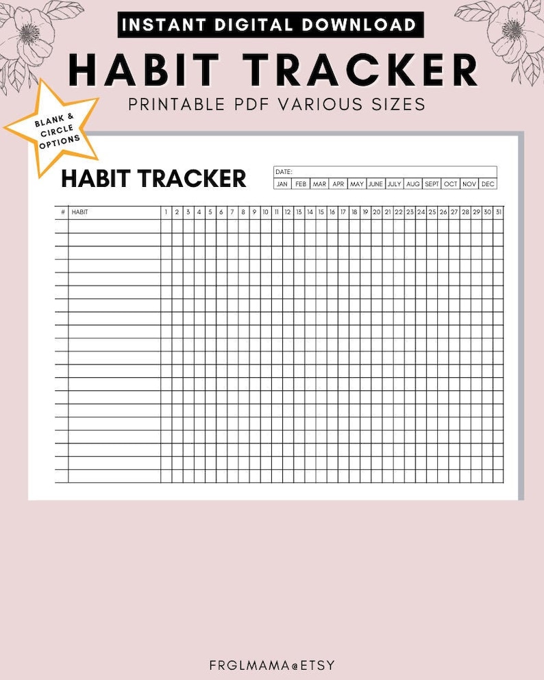 Habit Tracker Printable Bullet Journal Habit Tracker Circle - Etsy