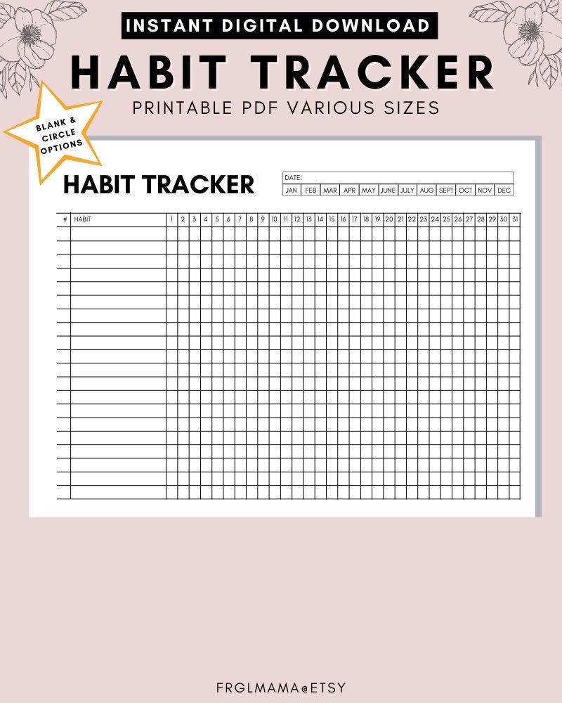 Habit Tracker Printable Bullet Journal Habit Tracker Circle - Etsy