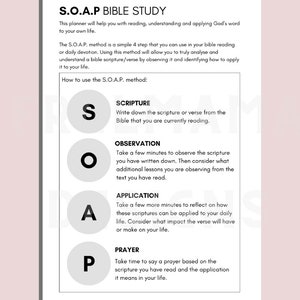 SOAP Bible Study Printable Template: Scripture, Observation ...
