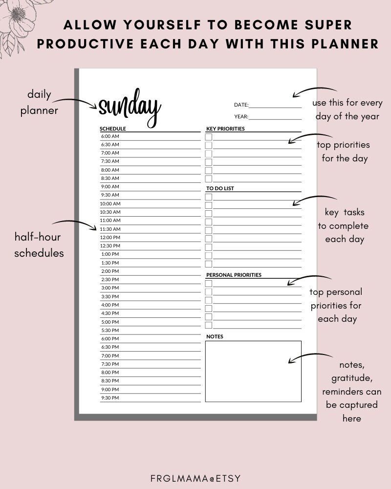 Work From Home Planner Personal Daily Planner Productivity - Etsy