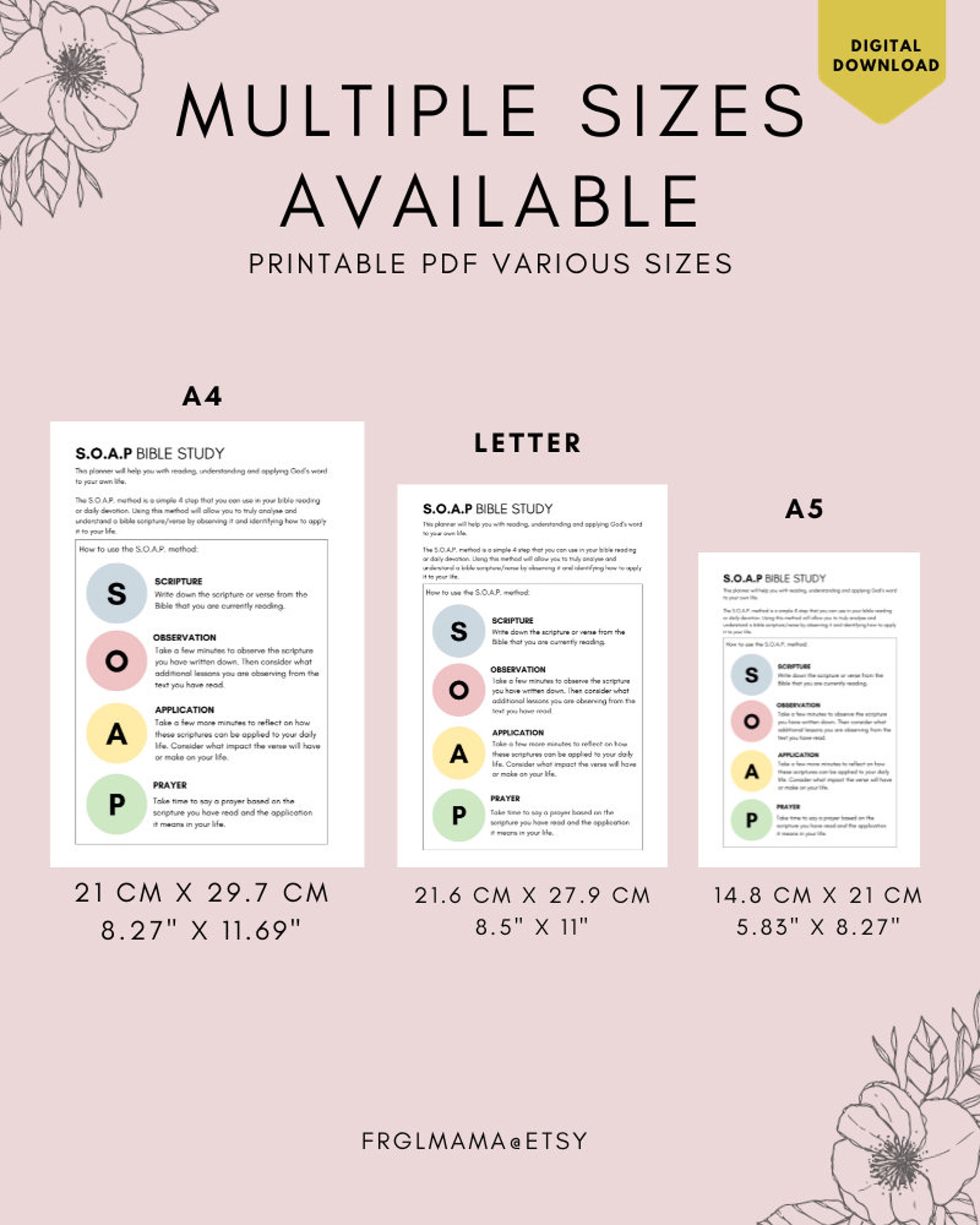 SOAP Bible Study Printable Template: Scripture, Observation ...