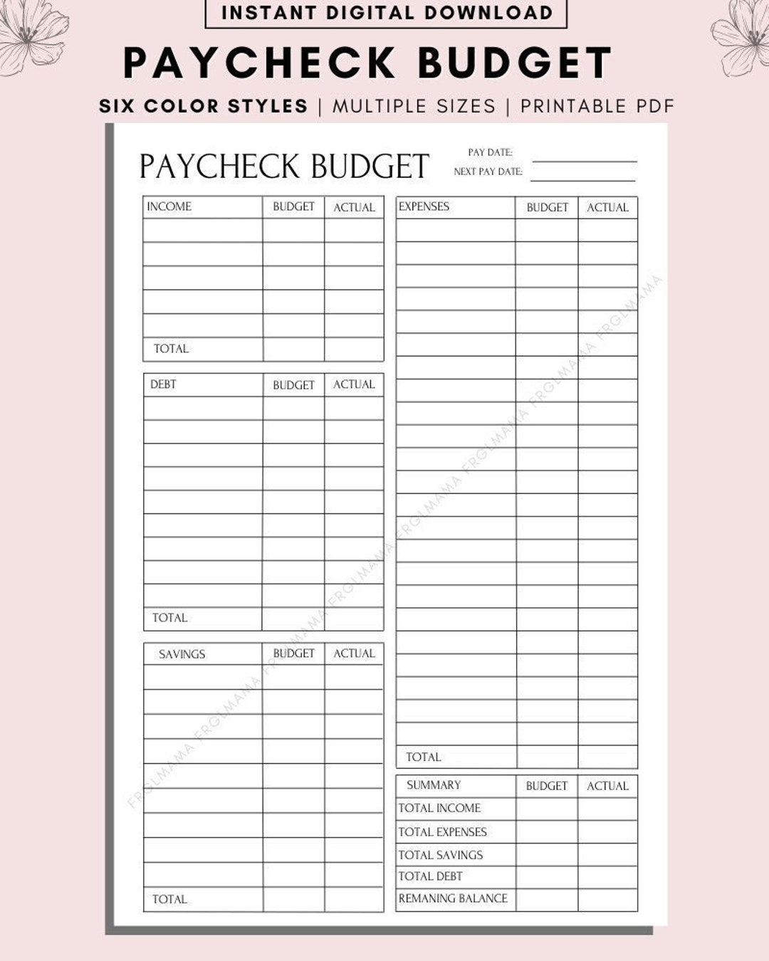 Printable Budget Planner: Monthly Finance Tracker (A4 A5 Letter PDF) - Etsy