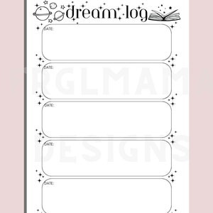 Dream Journal Printable, Log Your Dreams in This Sleep Journal, Dream ...