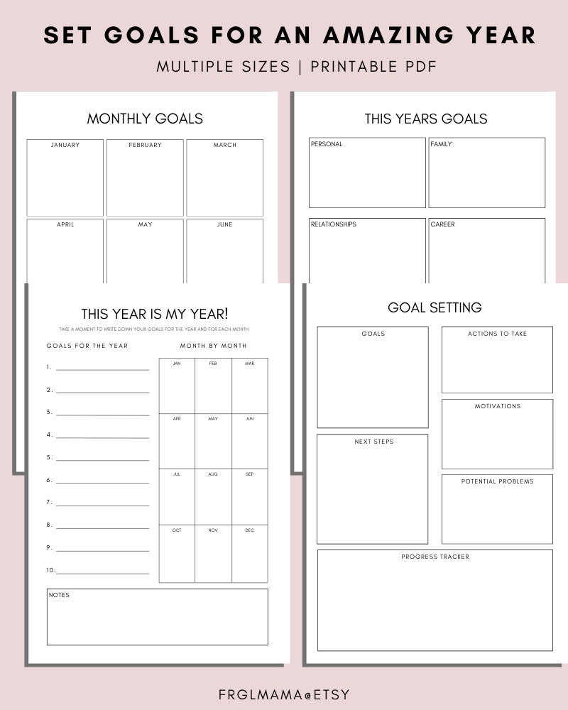 Goal Planner 2022 2022 Goal Tracker 2022 New Year Goal | Etsy