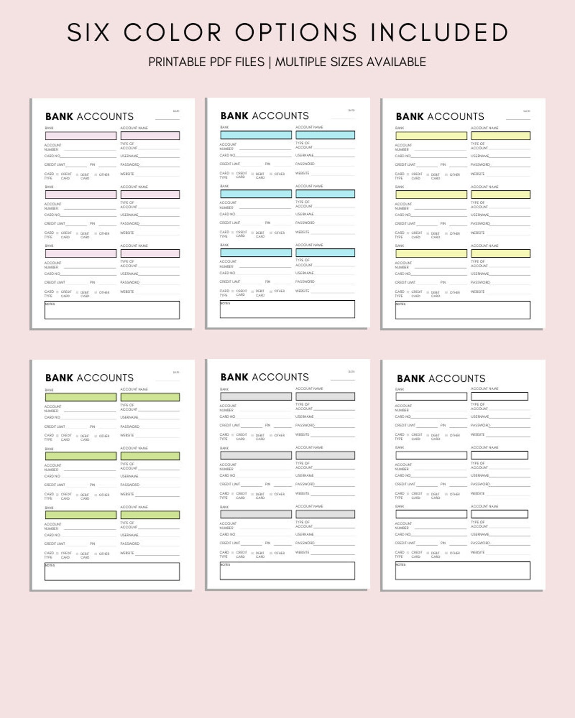 Bank Account Tracker Printable: Banking Log, A4 A5 Letter (digital ...