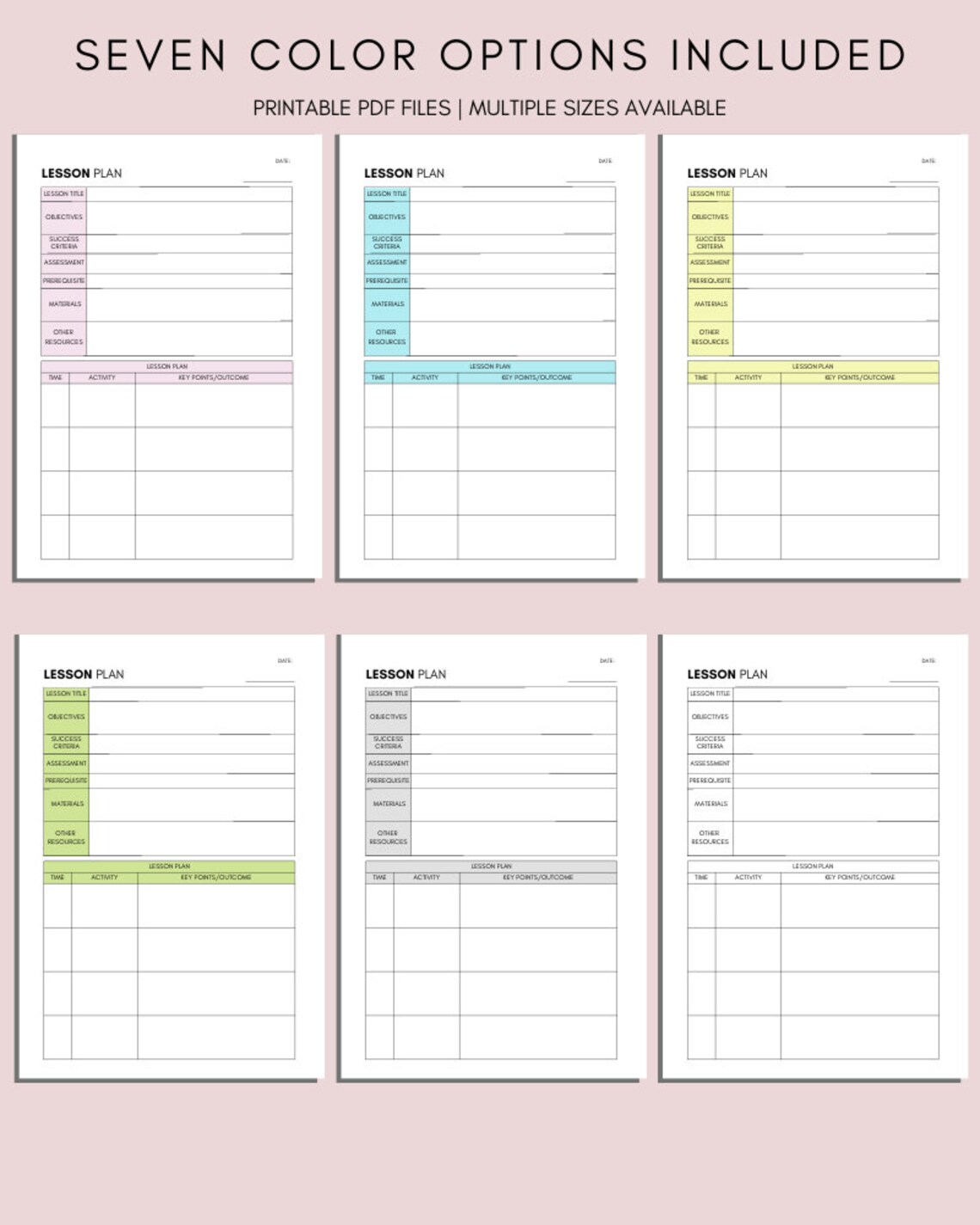 One Page Lesson Plan Template: Printable Teacher Planner (PDF Download ...