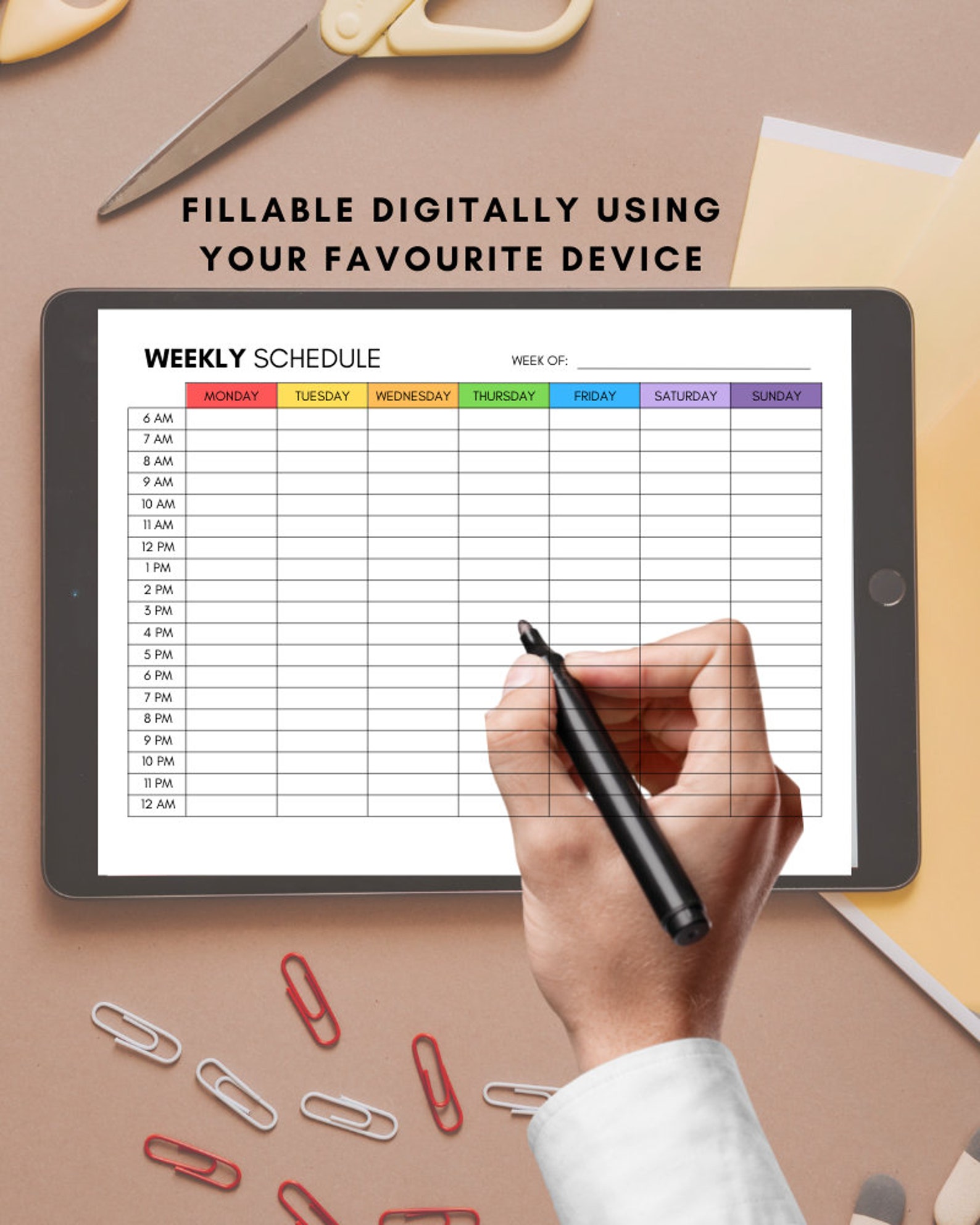 Weekly Schedule, Printable Weekly, Weekly Organizer, Weekly Timetable ...