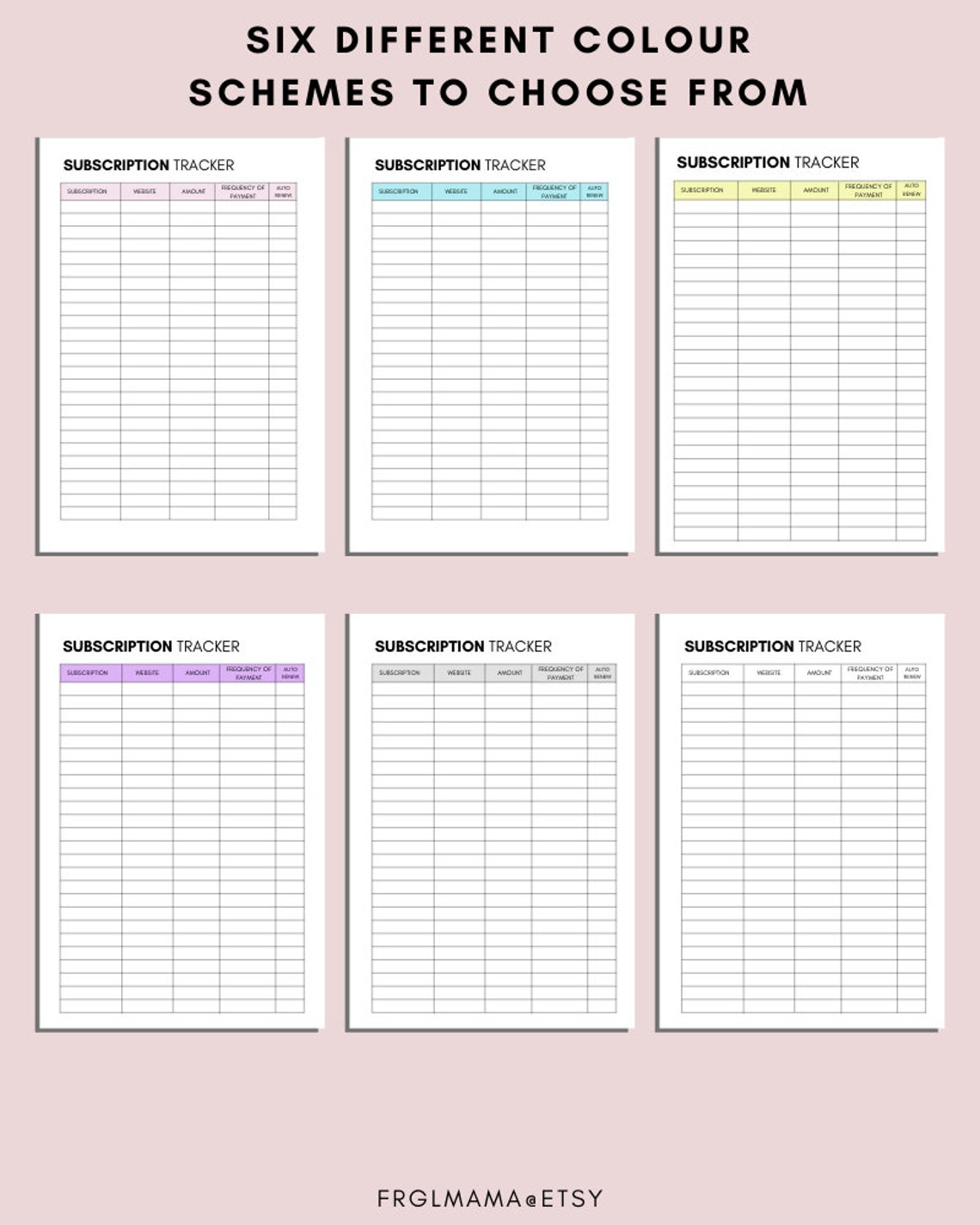 Subscription Tracker Printable Subscription Log Expense - Etsy
