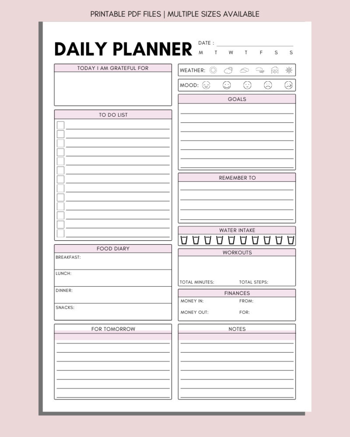 Undated Daily Planner Printable Daily Planner Template Daily - Etsy