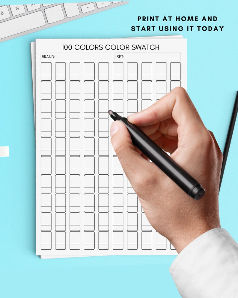 Printable Color Swatch Chart: DIY Marker & Paint Swatches (PDF) - Etsy