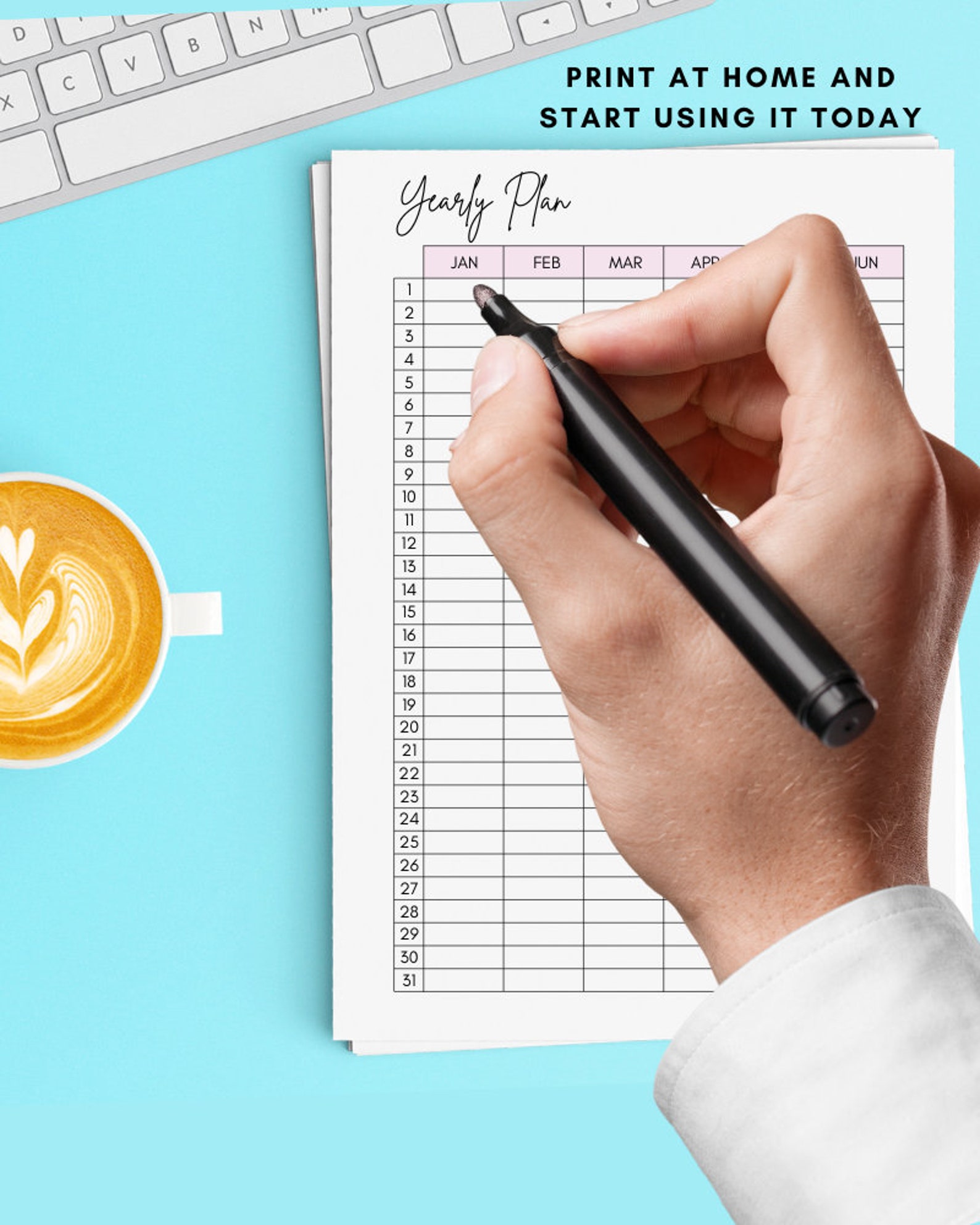 Printable 2 Page Yearly Planner Year at a Glance Yearly - Etsy