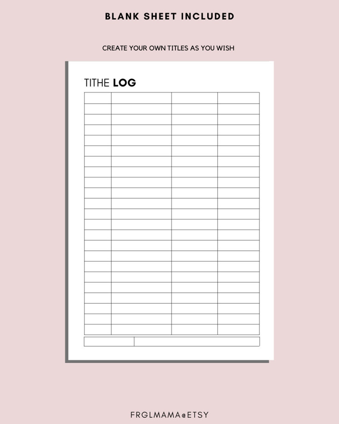 Printable Tithe Record One Page Giving Log Financial - Etsy