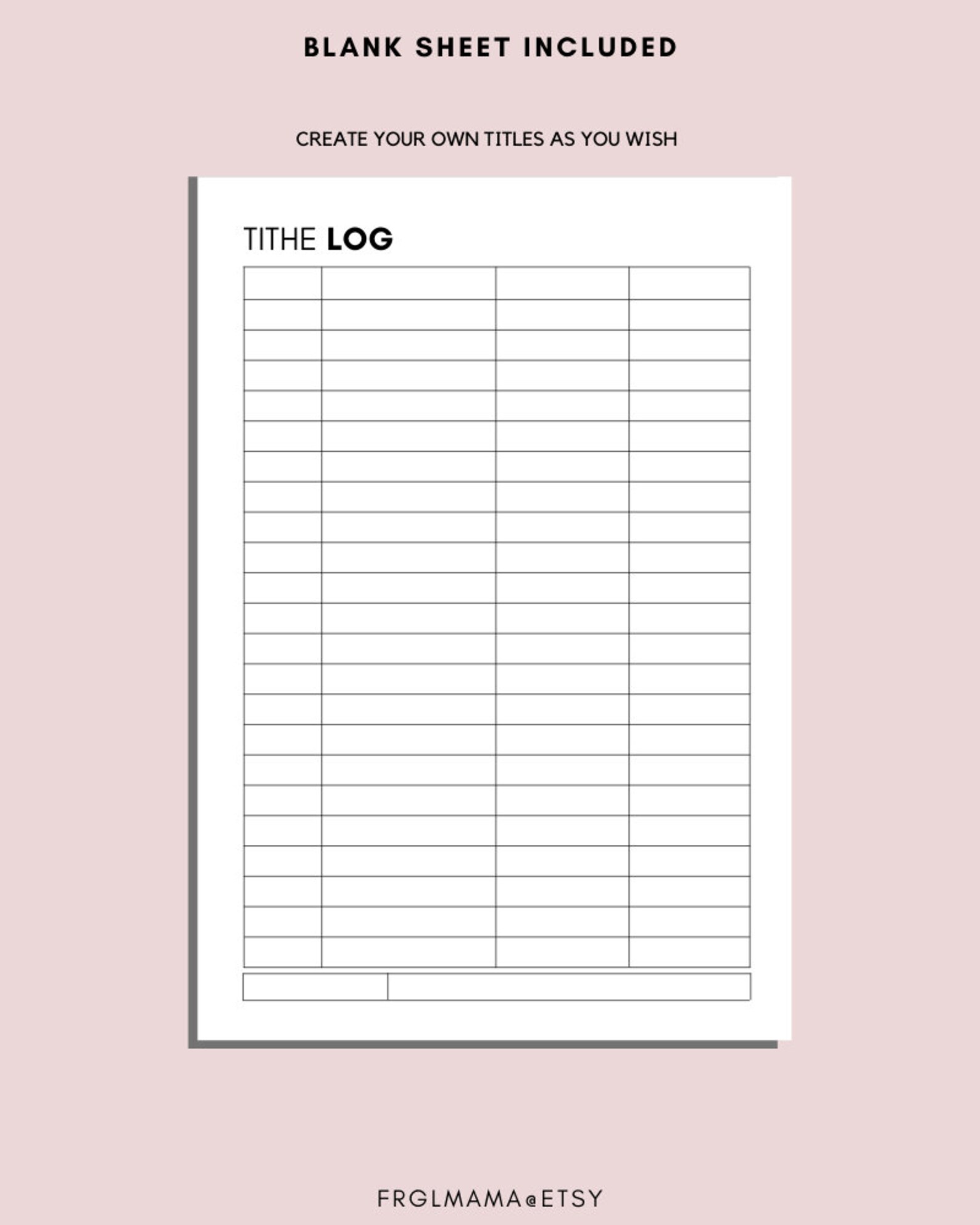 Printable Tithe Record One Page Giving Log Financial - Etsy