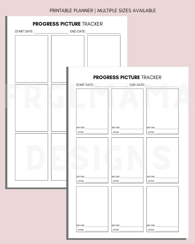 Progress Picture Tracker: Printable Fitness Planner (digital Download ...