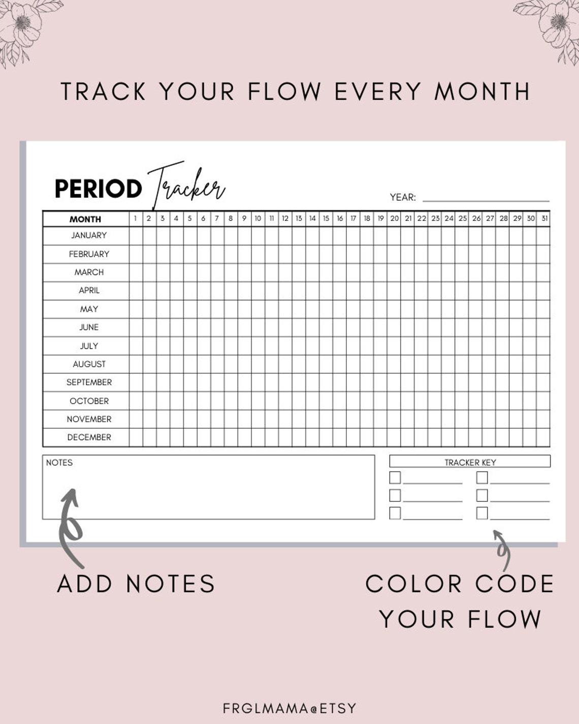 Period Tracker Planner Monthly Symptom Tracker Chart - Etsy