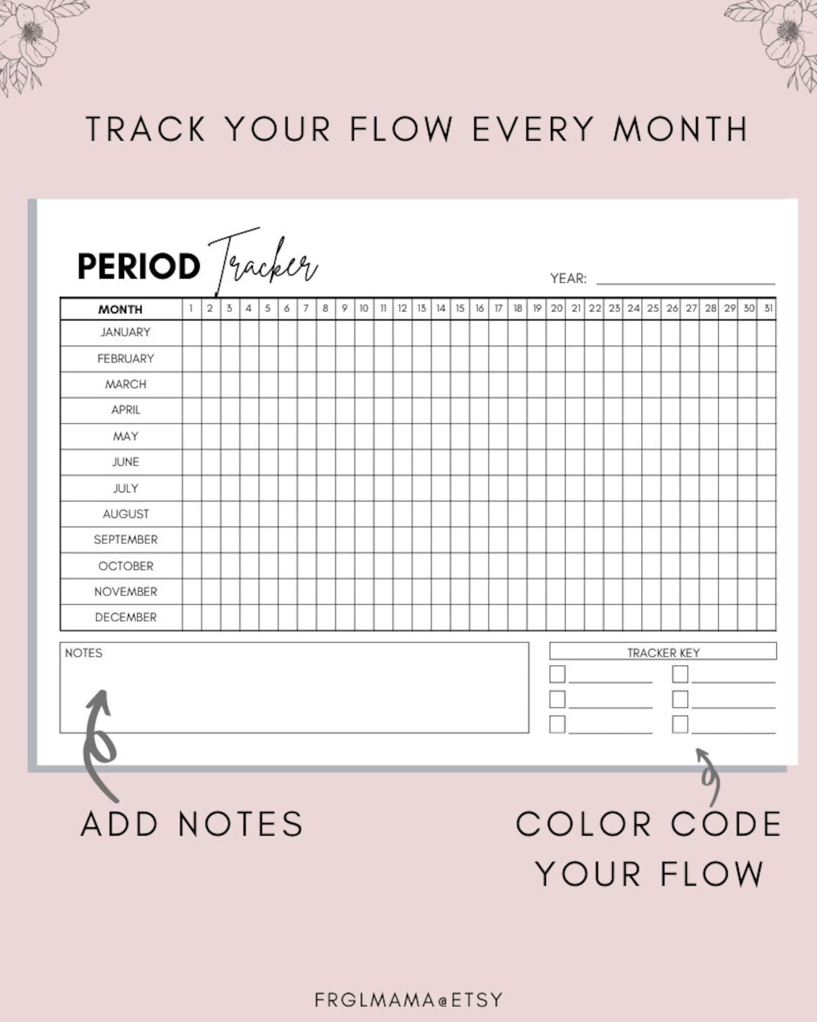 Period Tracker Planner Monthly Symptom Tracker Chart - Etsy