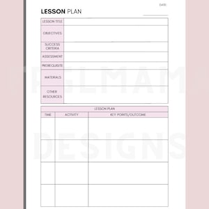 Lesson Plan Template One Page Lesson Planner Daily Lesson Plan Lesson ...