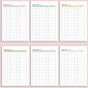 Project Issue Tracker Printable: Project Planning Log (A4, A5, Letter ...