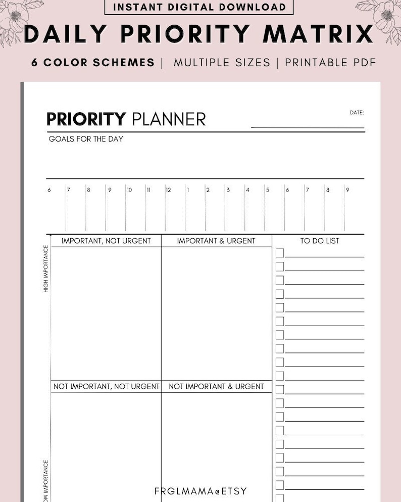 Task Priority Matrix Decision Matrix Productivity Planner - Etsy Canada