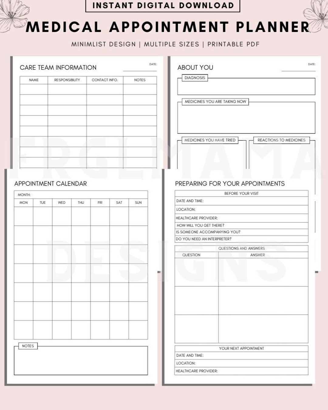 Appointment Planner, Medical Tracker, Medical Planner, Medical Binder ...