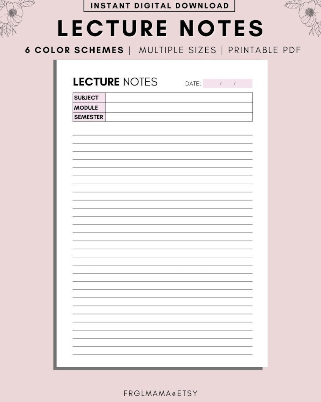 Printable Lecture Notes, Lined Notes for School and College Planners ...