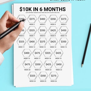 10K Savings Challenge, Printable 10,000 Dollar Savings Challenge, Save ...
