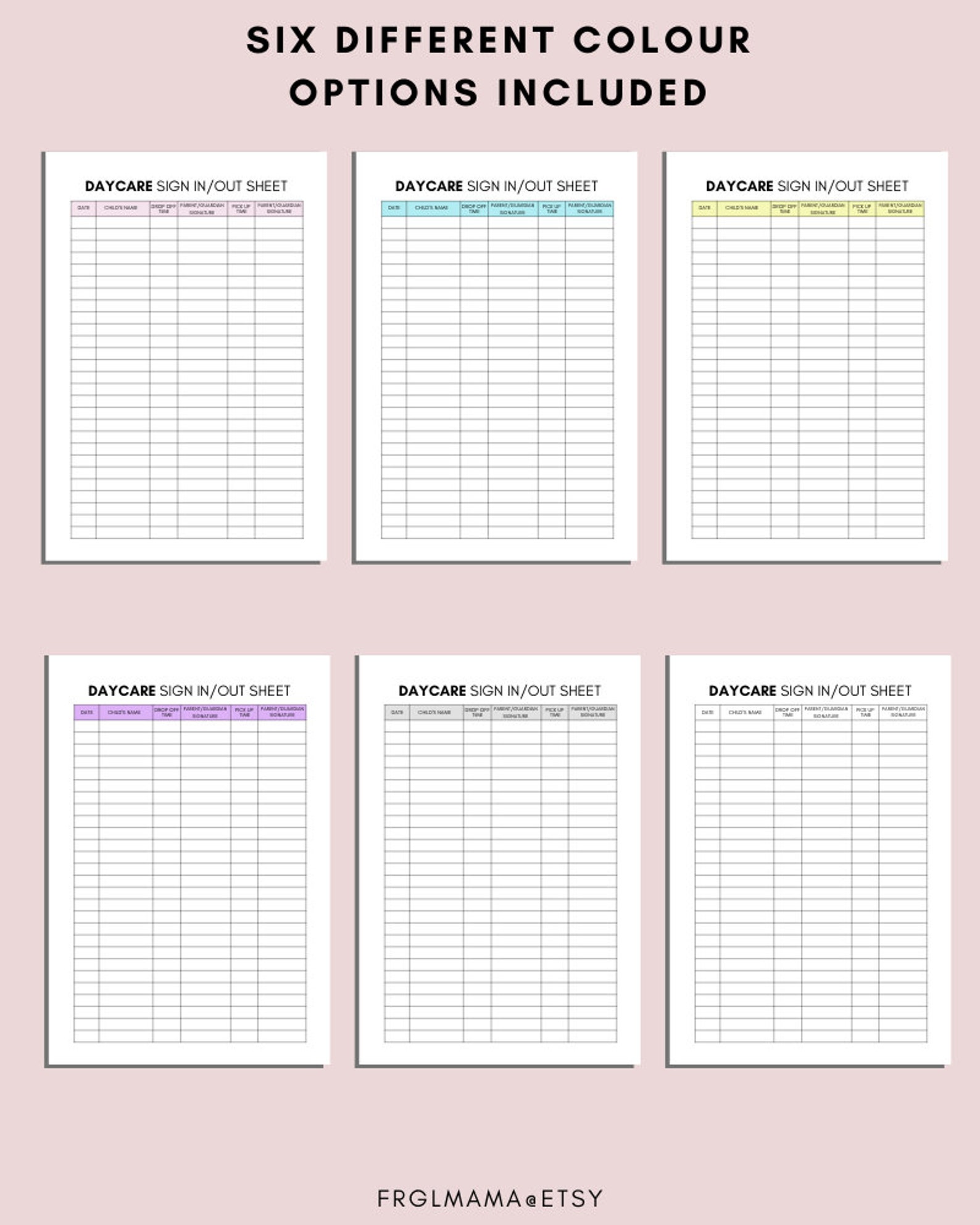 Minimalist Daycare Sign In/out Sheet: Printable PDF (A4, A5, Letter ...