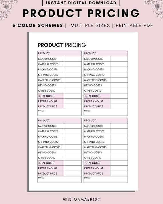 Pricing Worksheet