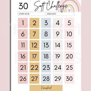 30 Soft Challenge Tracker Printable, Habit & Fitness Journal (digital ...