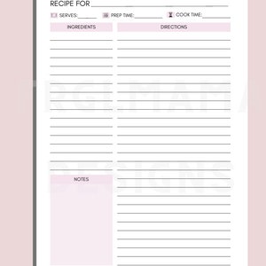 Printable Recipe Page, Recipe Card, Recipe Sheet, Recipe Sheet ...
