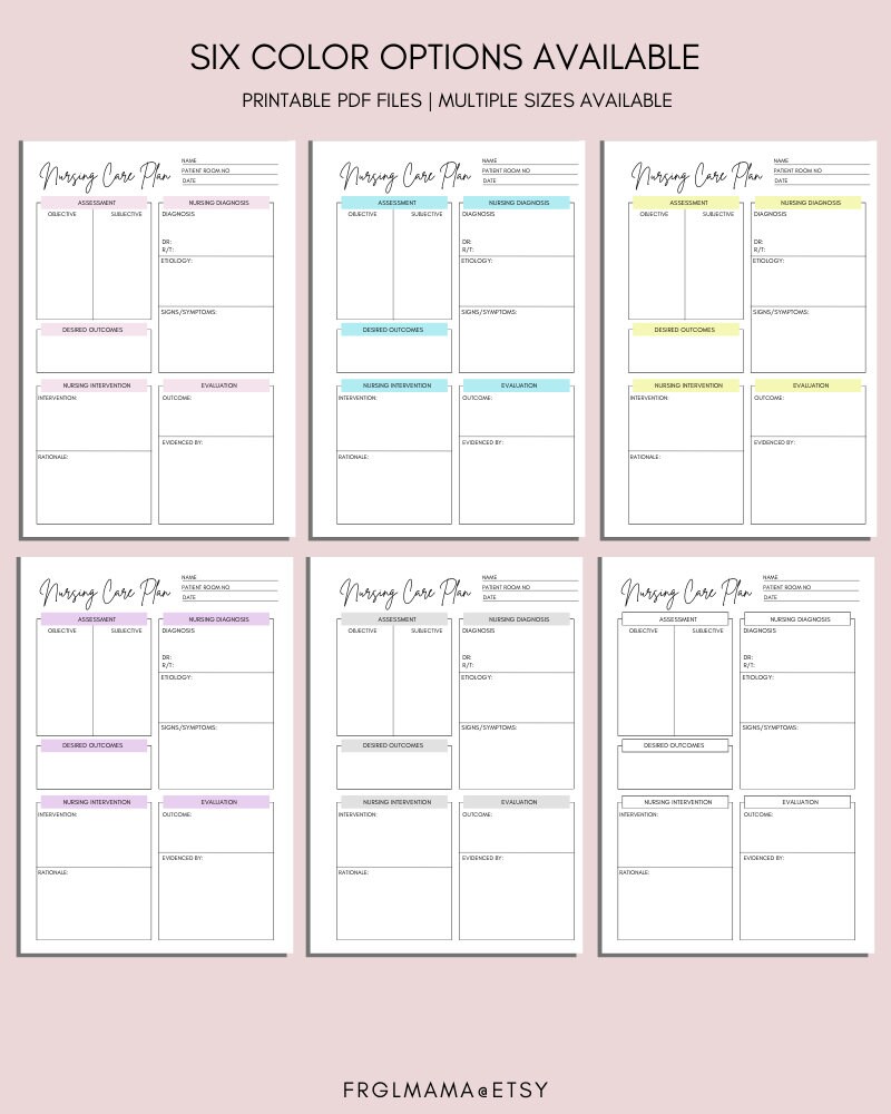 Nursing Care Plan Template: Student Nurse Study Sheets (digital ...