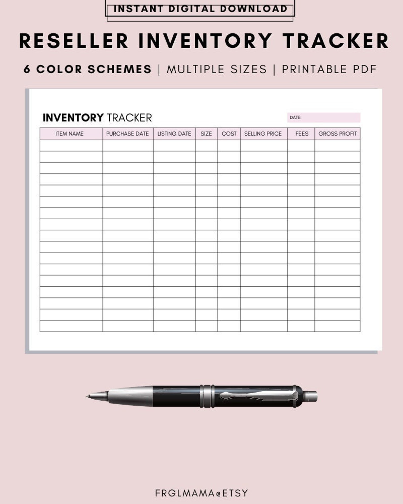 Reselling Inventory Tracker Inventory Sheet Small Business | Etsy