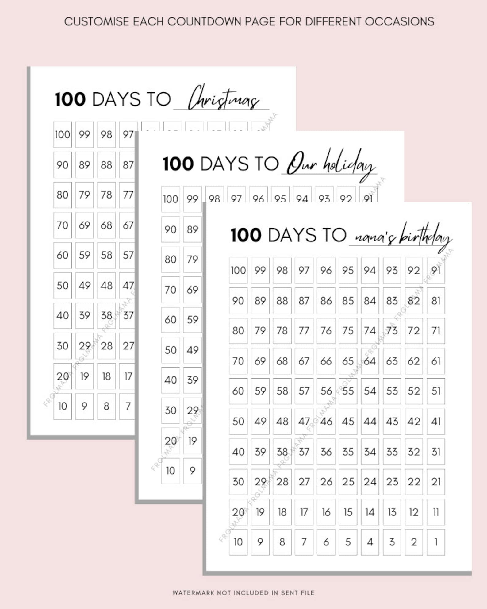 100 Day Countdown Printable: Minimalist Planner (PDF) - Etsy