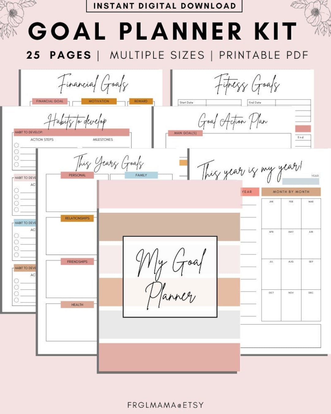 Life Goals Planner, Goal Planner Printable, Goal Tracker, New Year Goal ...