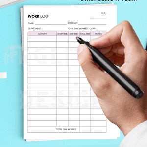 Work Log, Working Time Log, Time in and Out, Timesheet Tracker, Time ...