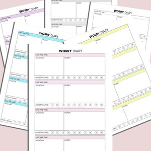 Daily Worry Diary Printable, Printable Anxiety Journal, Anxiety Journal ...