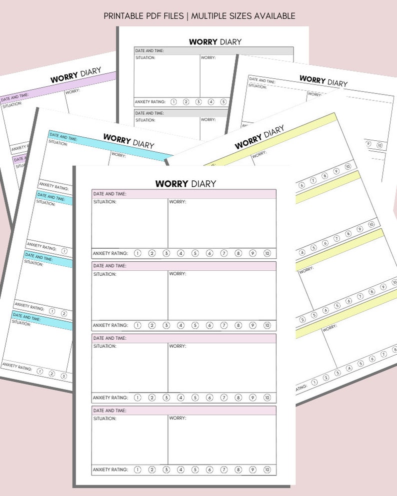 Daily Worry Diary Printable: Anxiety Journal Prompts (A4 A5 PDF) - Etsy