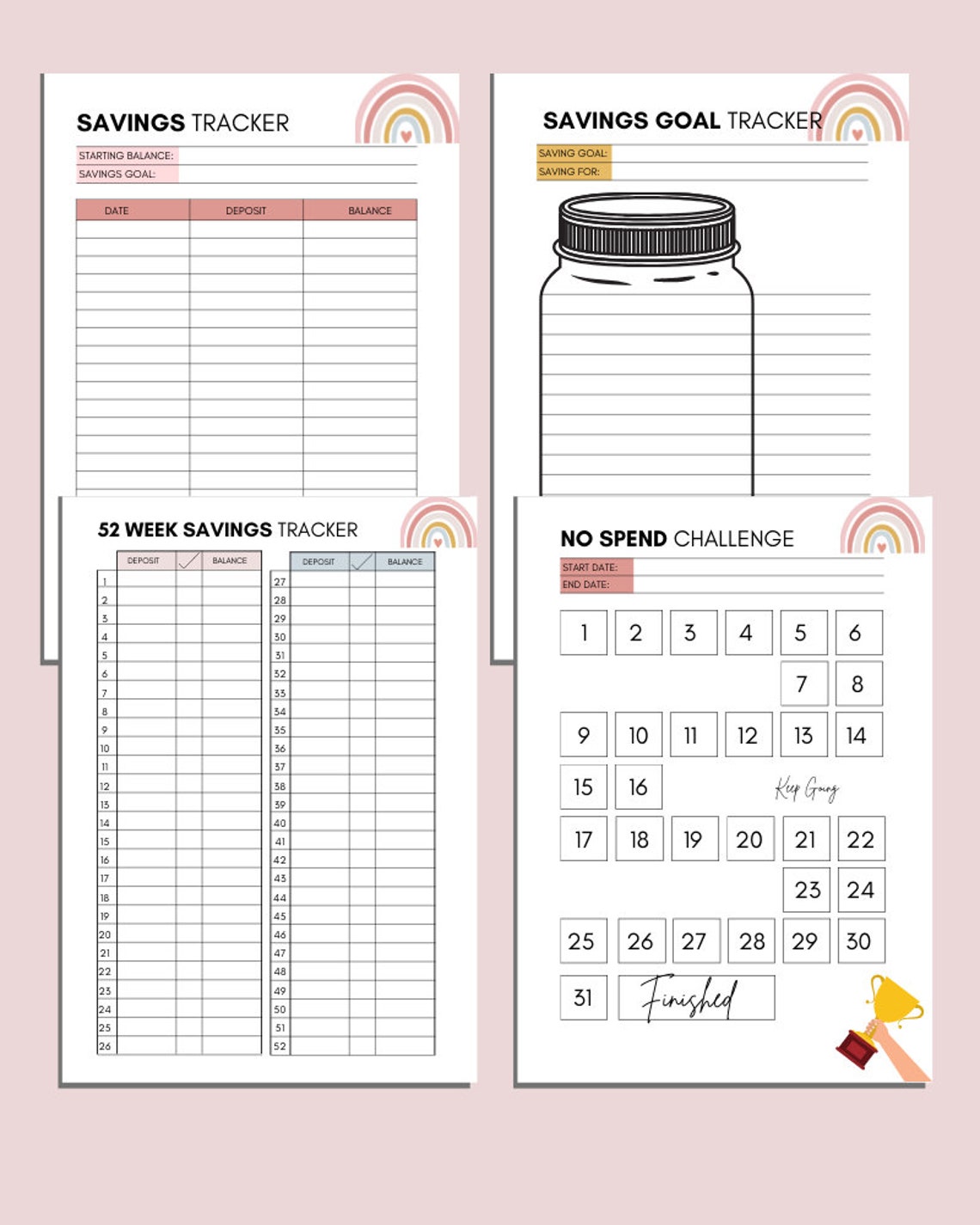 Rainbow Budget Planner Finance Planner Monthly Budget Planner | Etsy