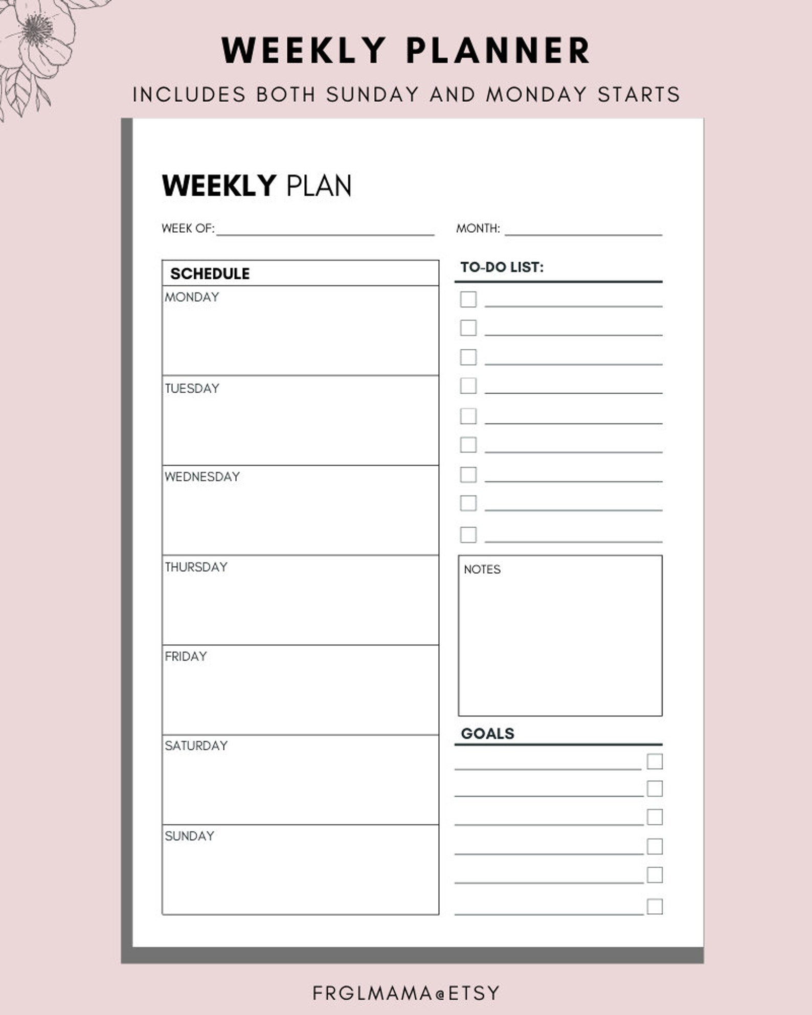 Daily Planner Tracker Weekly Planner Monthly Planner - Etsy