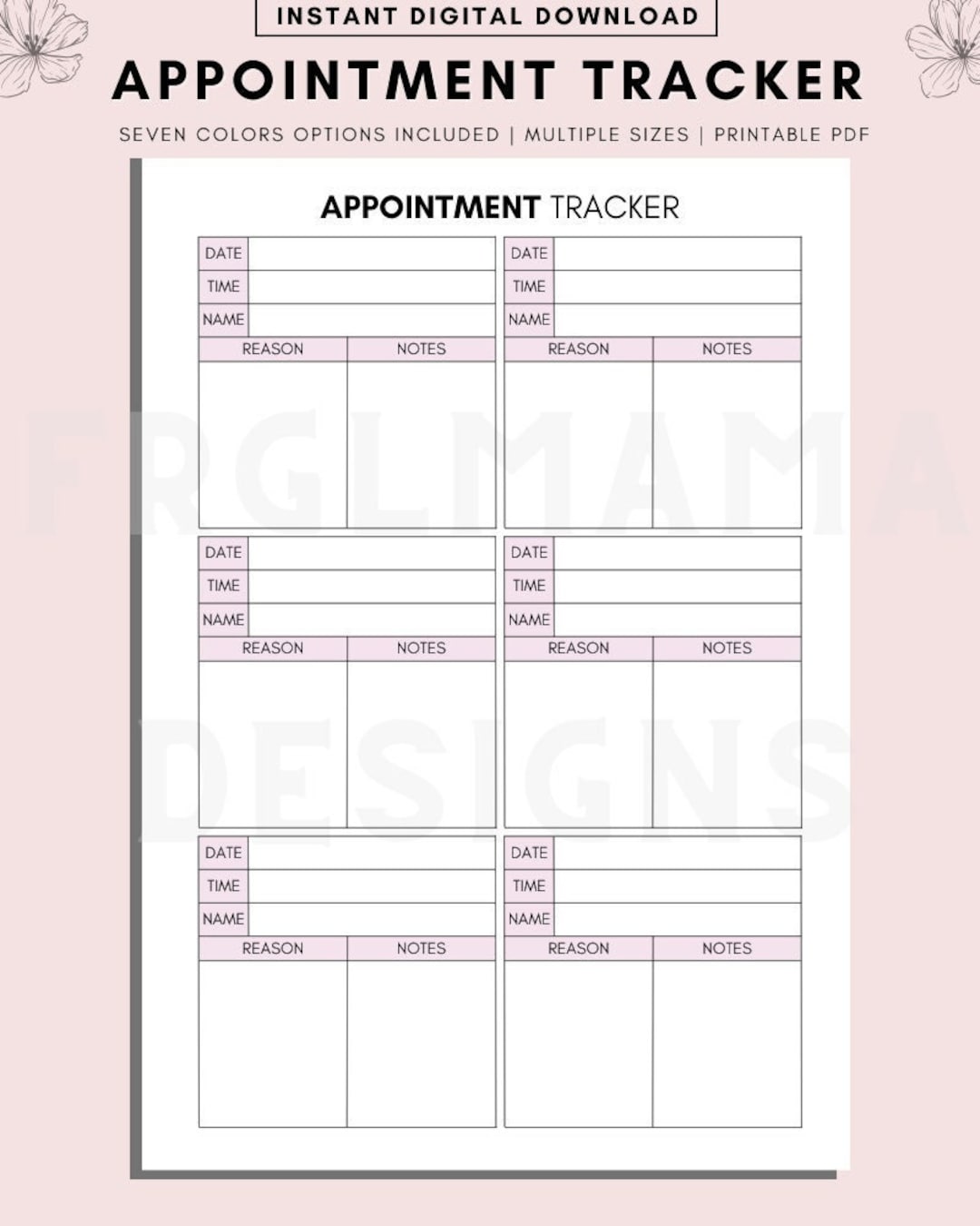Appointment Tracker Printable, Appointment Reminder, Meeting Tracker, Appointment Sheet ...