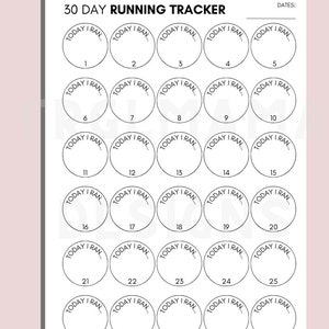 30 Day Running Challenge, Monthly Running Log Printable Template, 30 ...