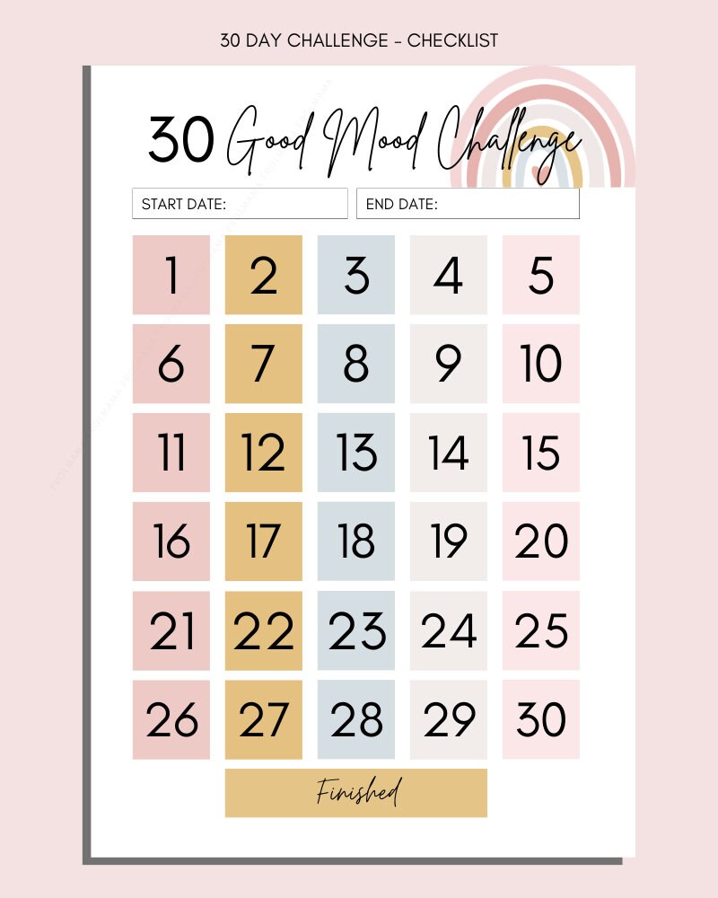 30 Day Good Mood Challenge Printable: Self-love Activities (PDF) - Etsy