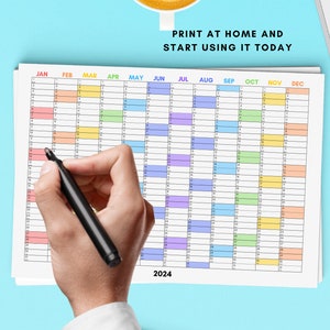 2024 A3 Long Wall Planner, Year Planner, 2024 Calendar, Yearly Planner ...