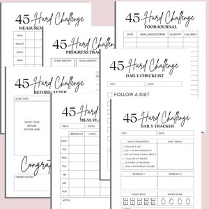 Buy 45 Hard Challenge Tracker Bundle, Modified Challenge Tracker ...