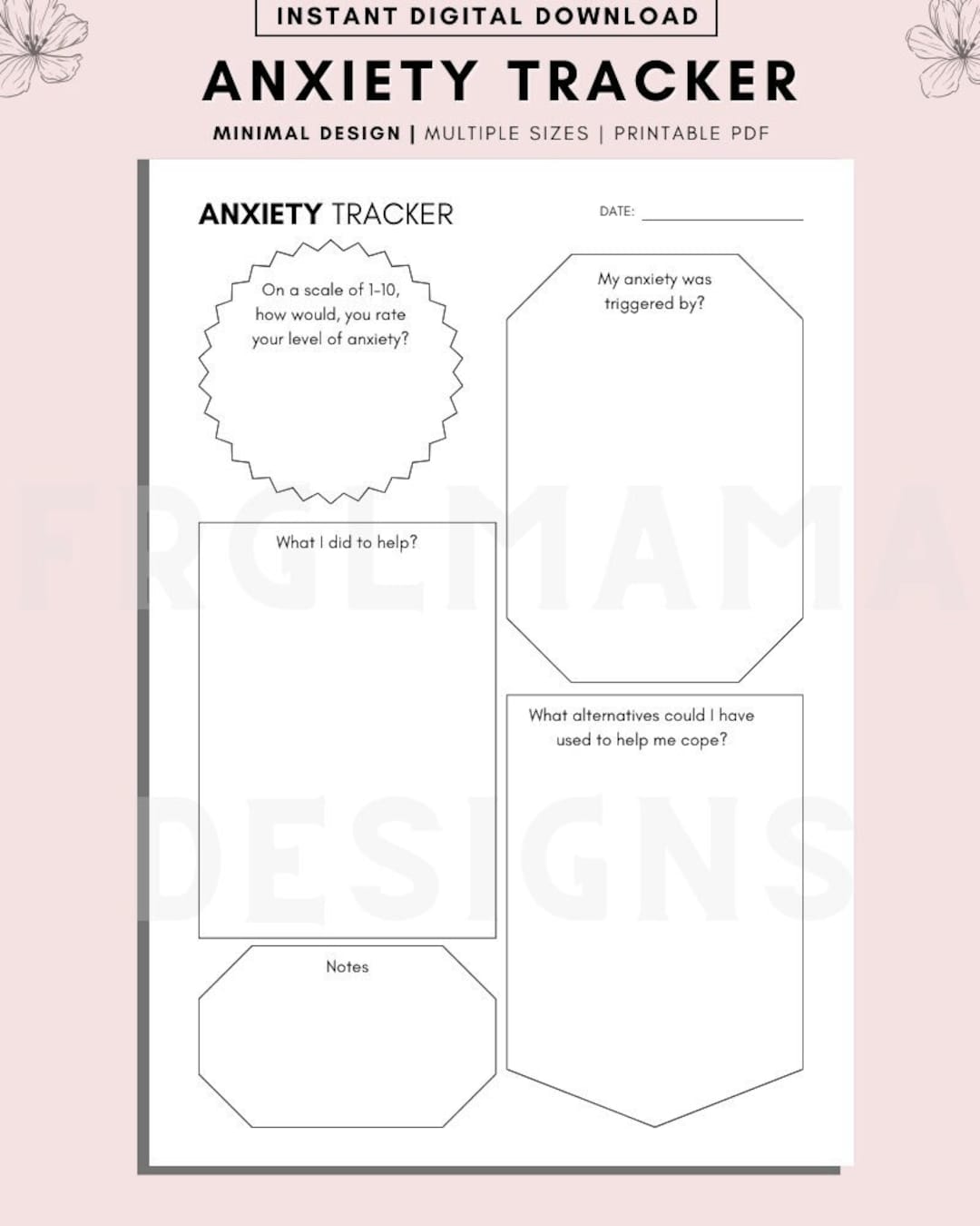 Anxiety Tracker Sheet, Anxiety Triggers Printable, Anxiety Worksheets ...