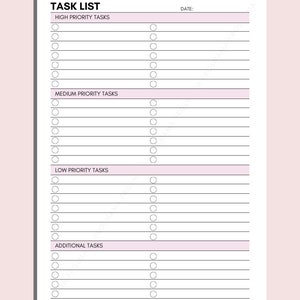 Blank Priority Task List Printable, Blank List Printable, Task List ...