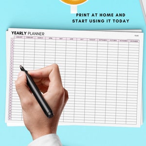 UNDATED Year Planner - Yearly Planner on 1 Page Landscape, Vertical ...